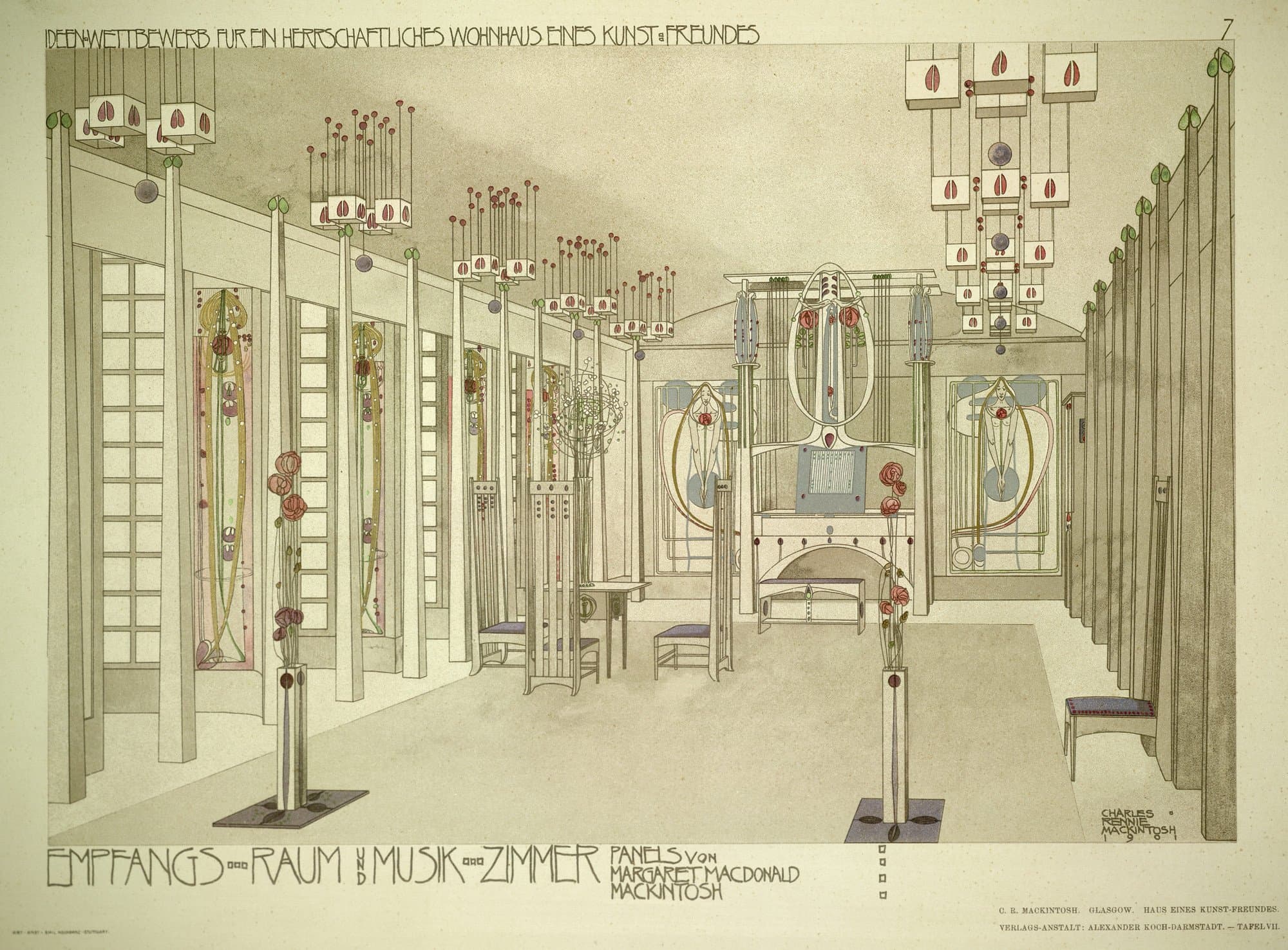 Rennie Mackintosh Posters | "The Music Room" 1900s Print | The Trumpet ...