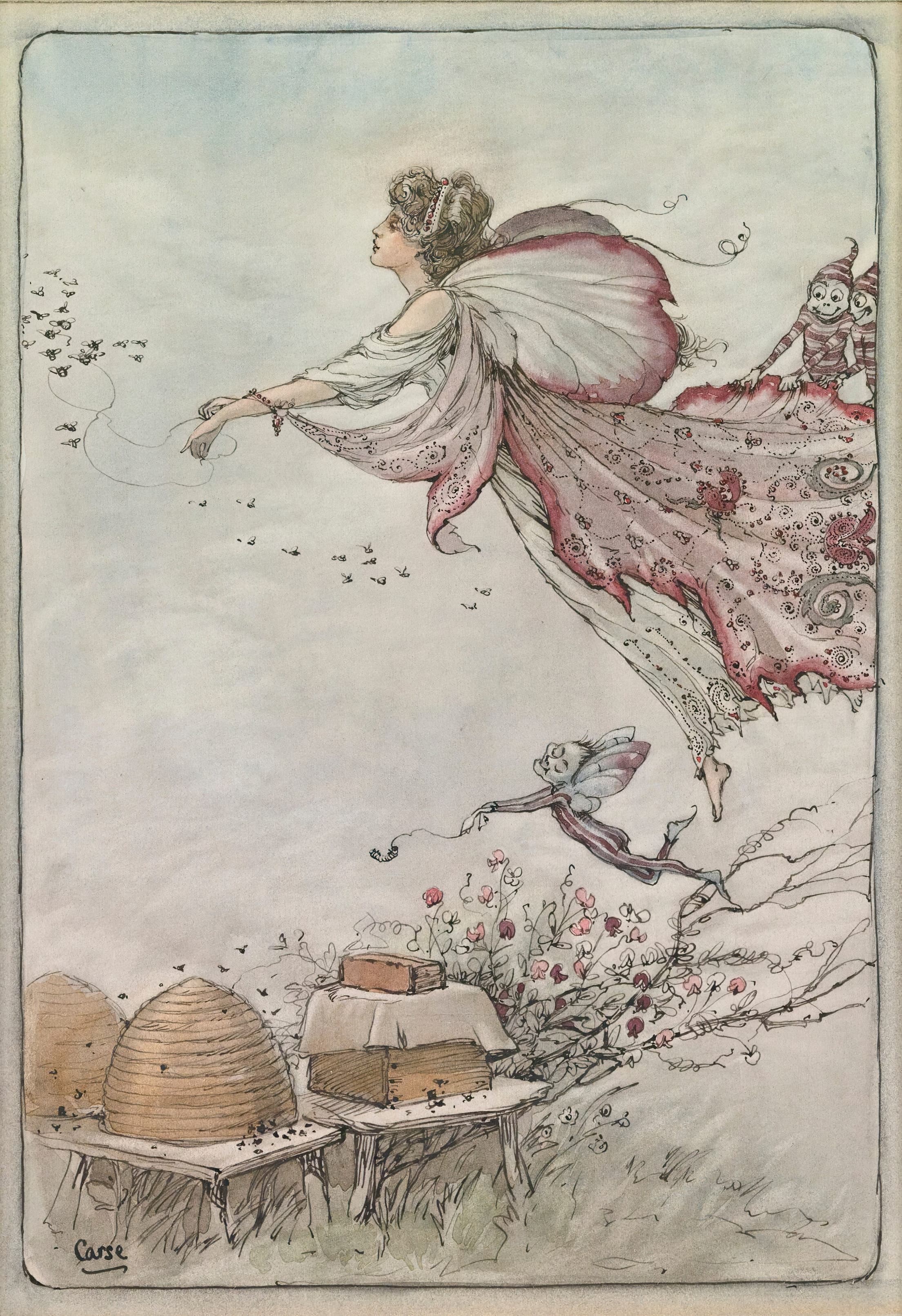 Duncan Carse Fairy Print | 1900s Whimsical Beehive Art | The Trumpet ...